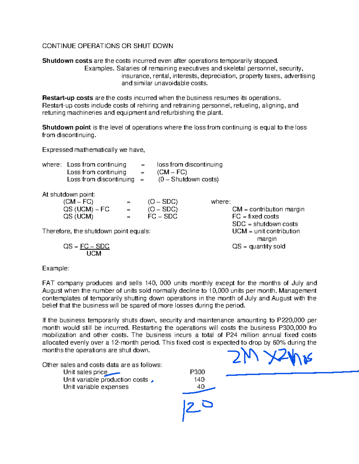 Shutdown Costs Analysis and Decision-Making Process - Studocu
