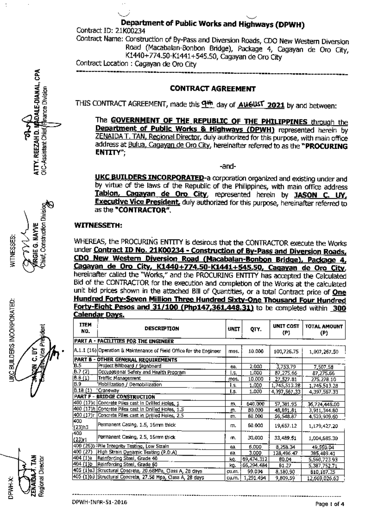 Contract Agreement for DPWH Project 21K00234: CDO New Western Diversion ...