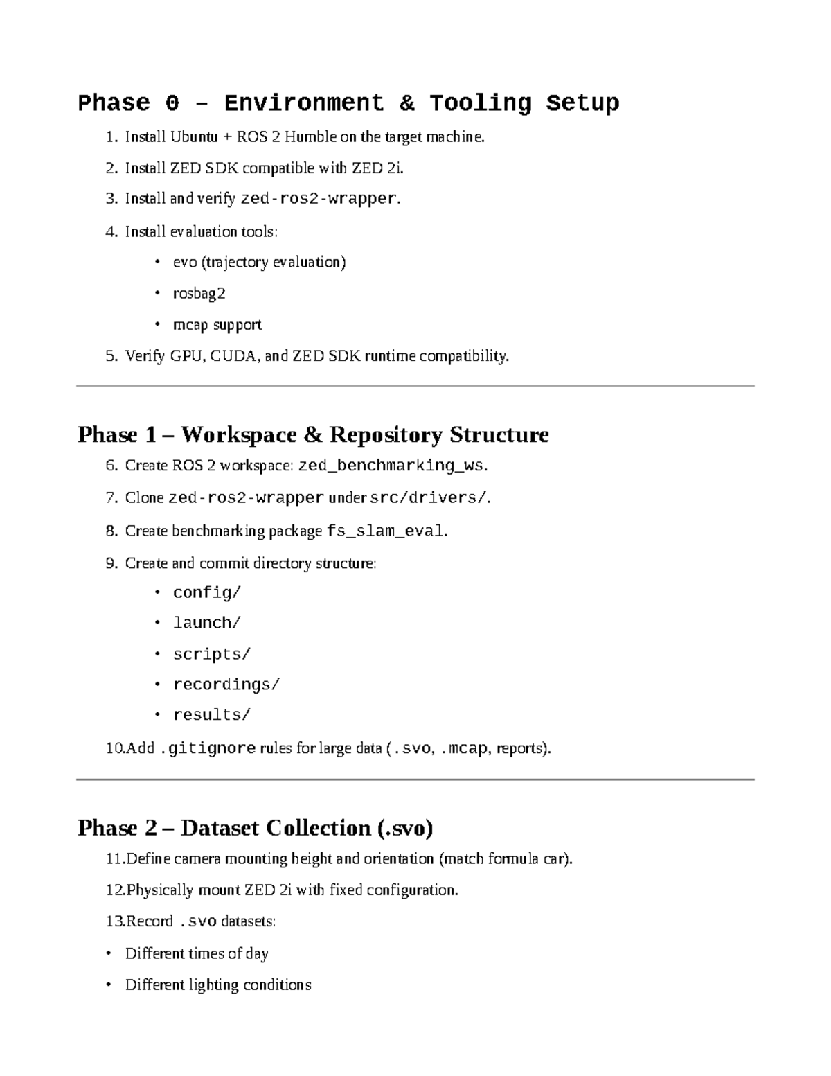 ZED Camera Programming Task List: Phase 0 to Phase 10 Setup - Studocu