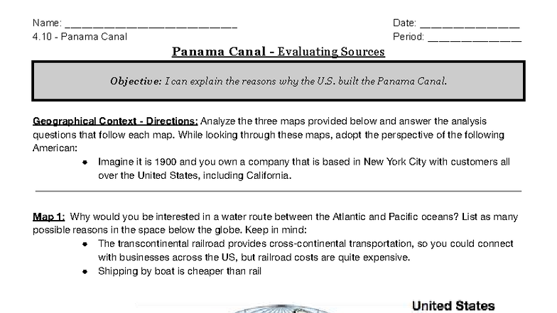 Panama Canal Analysis - U.S. Reasons for Construction (4.10) - Studocu