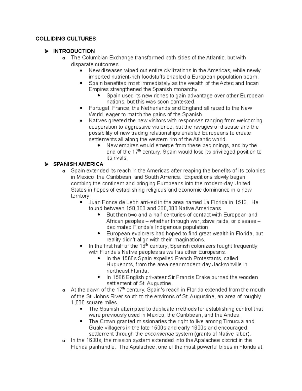 Colliding Cultures: Chapter 2 Summary Notes for HIST 1301.915 - Studocu