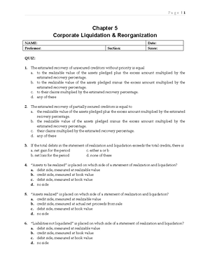 Corporate Liquidation Practice Problems - PROBLEM SOLVING The following balances were ...
