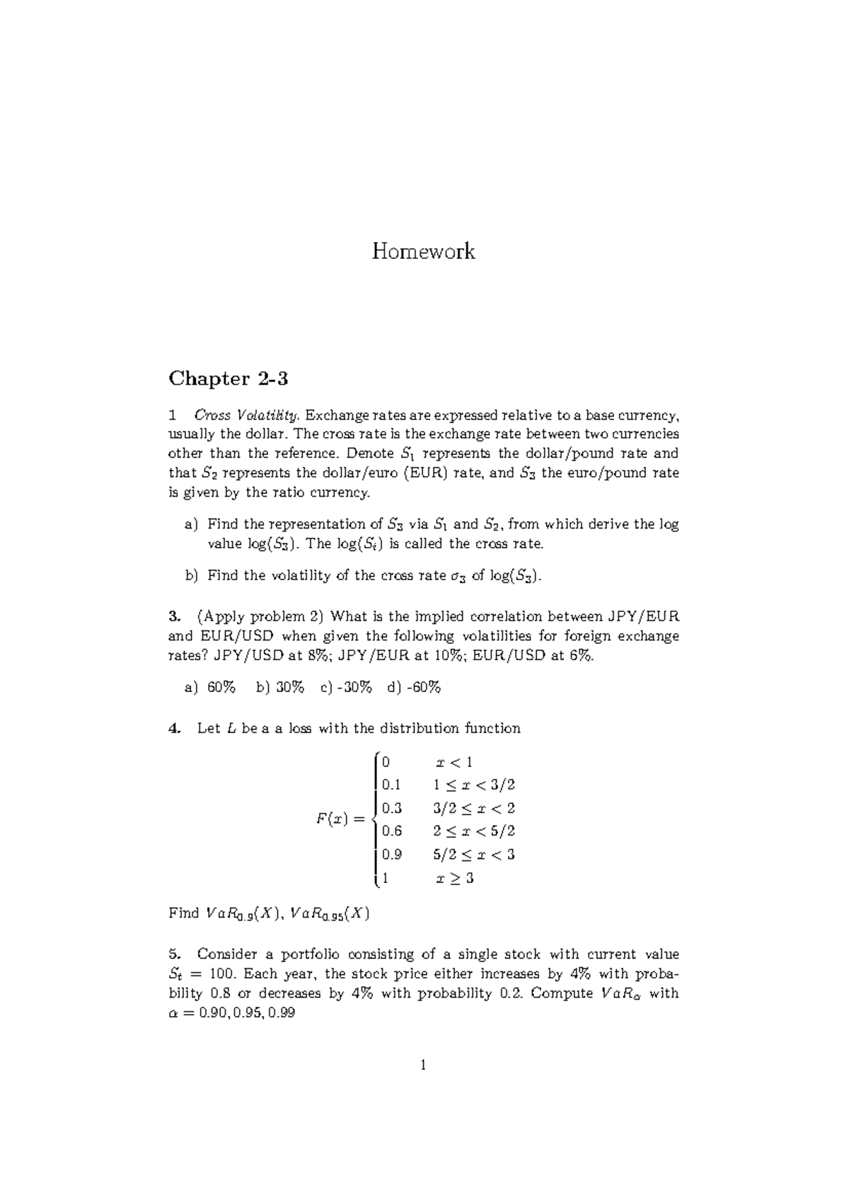 Homework AMPM UEL - hhehehe - Homework Chapter 2- 1 Cross Volatility ...