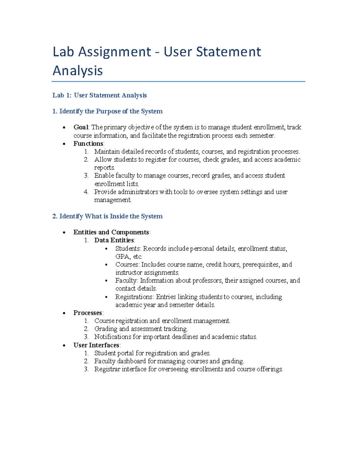 Lab 1-4: User Statement Analysis & Use Case Development for Uni Mgmt ...