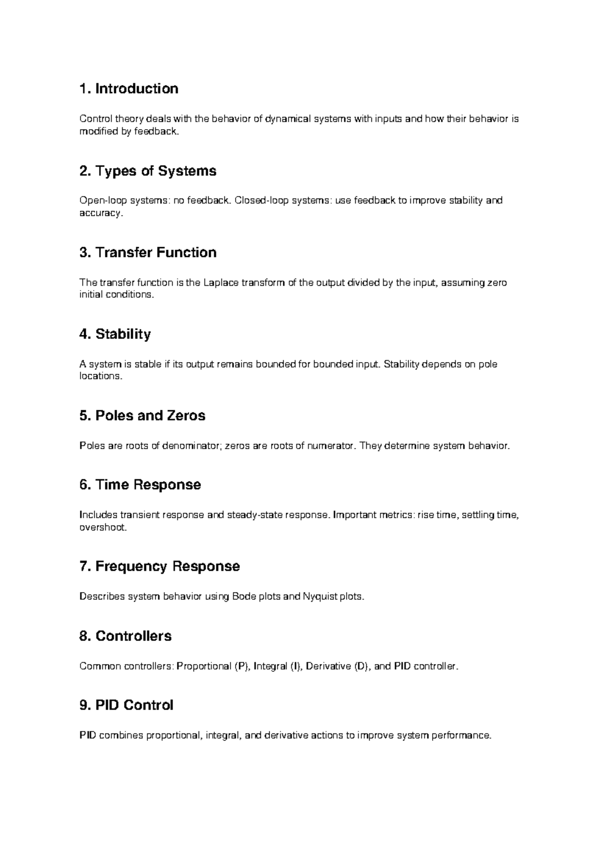 Control Theory Overview: Key Concepts and System Dynamics - Studocu