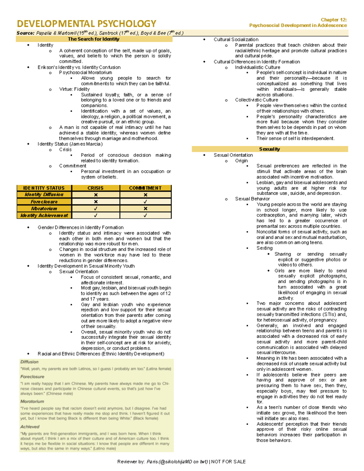Chapter 12: Psychosocial Development in Adolescence - Developmental ...