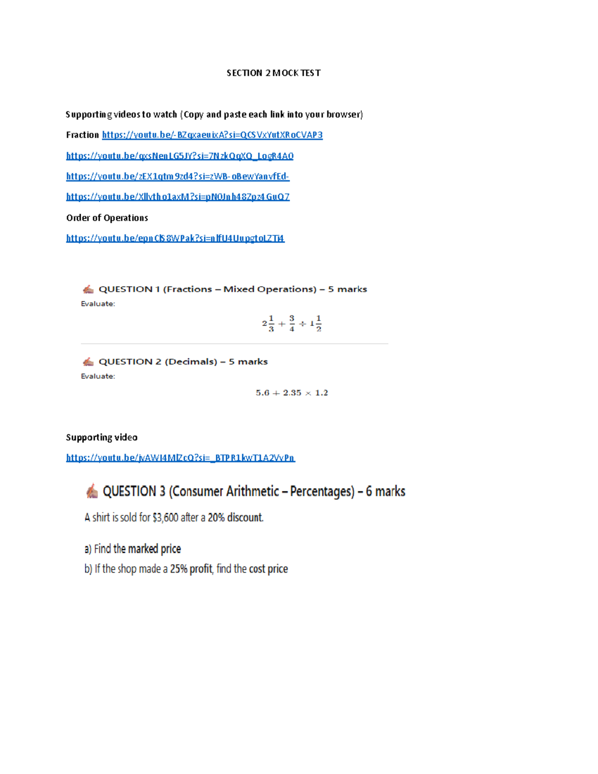 Grade 10 Mock Test SD 2: Math Operations & Geometry - Studocu