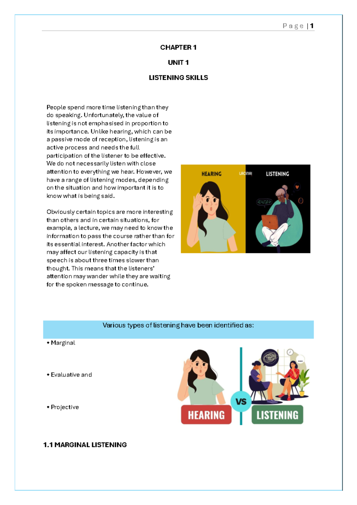 Chapter 1: Listening Skills Overview - Studocu
