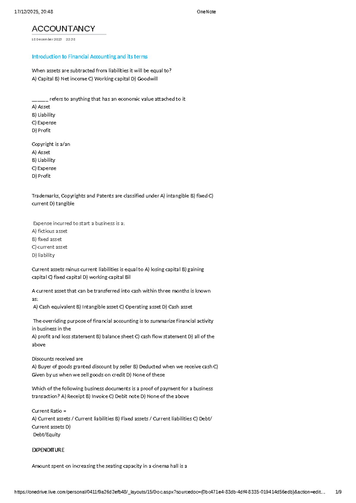 ACCOUNTANCY 20:48 OneNote: Intro to Financial Accounting Concepts and ...