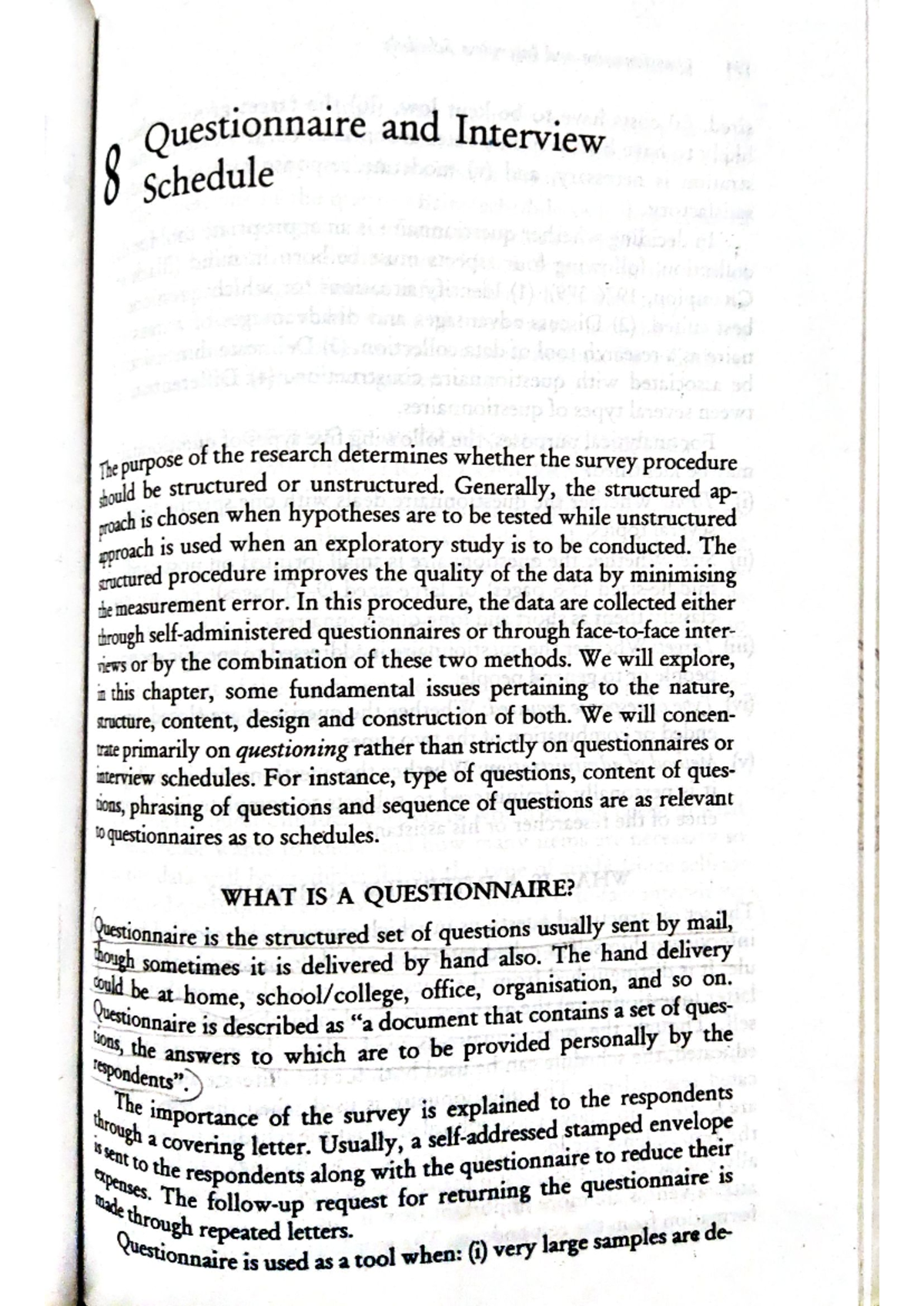 Questionnaire and Interview Schedule: Research Methodology Insights - Studocu