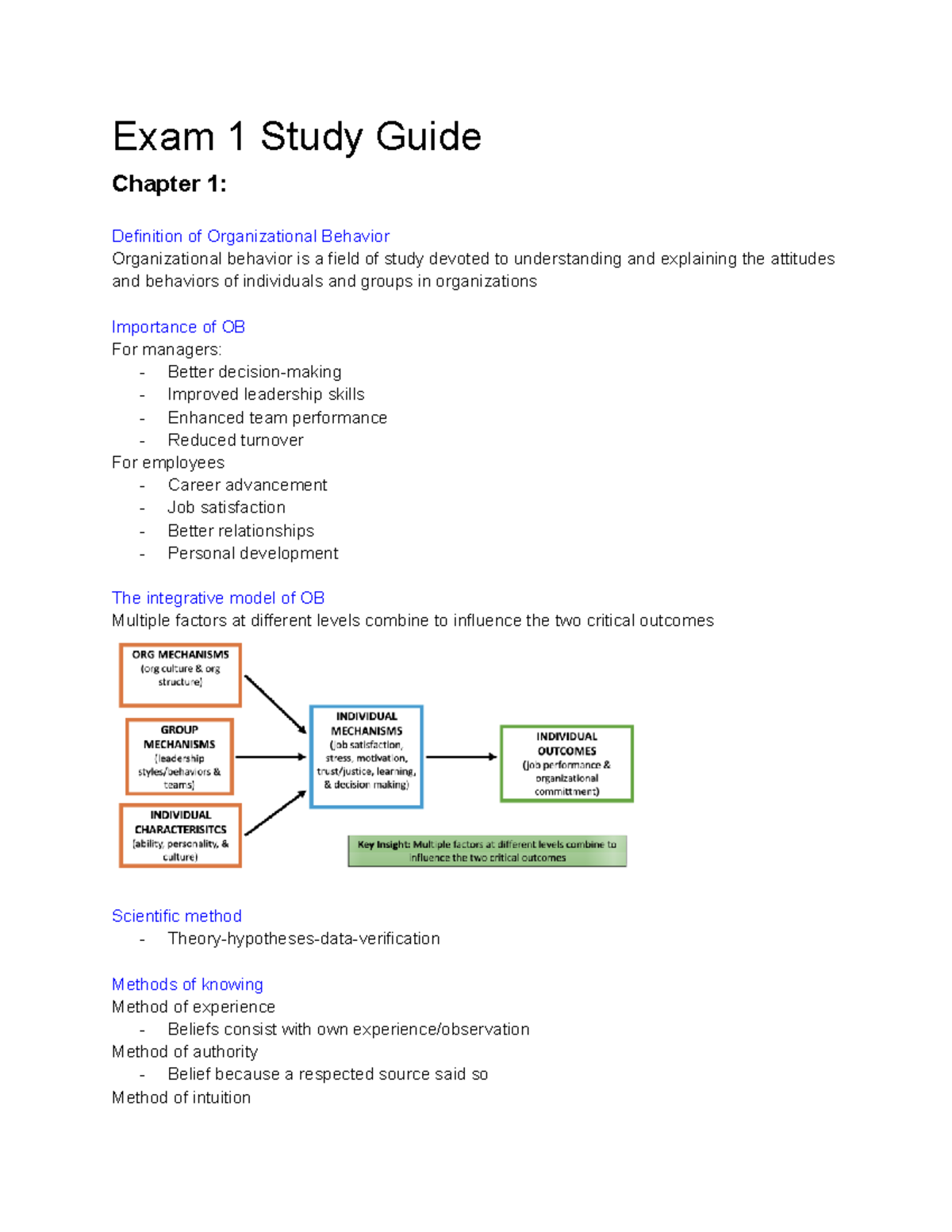 Management Final Exam Study Guide: Key Concepts in Organizational ...