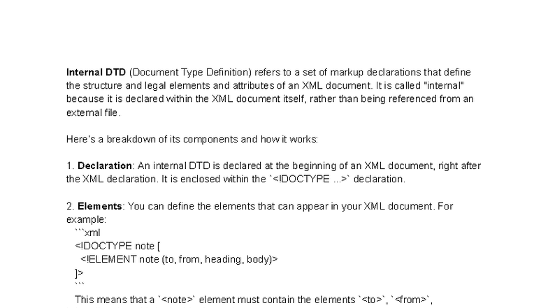 WT UNIT 2 - Understanding DTDs and XML Schema - Studocu
