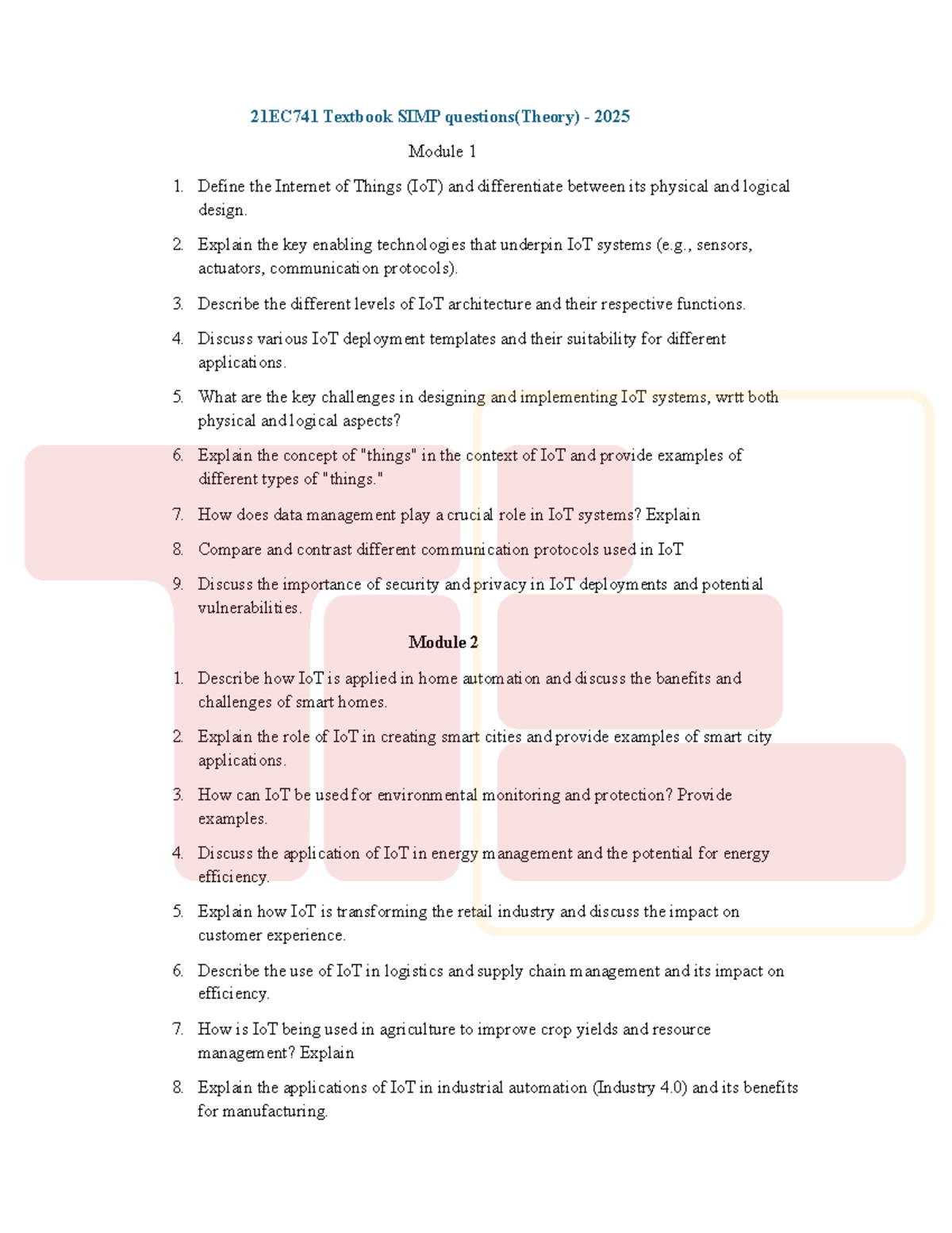 21EC741 SIMP Textbook Questions & Answers (Theory) - 2025 - Studocu