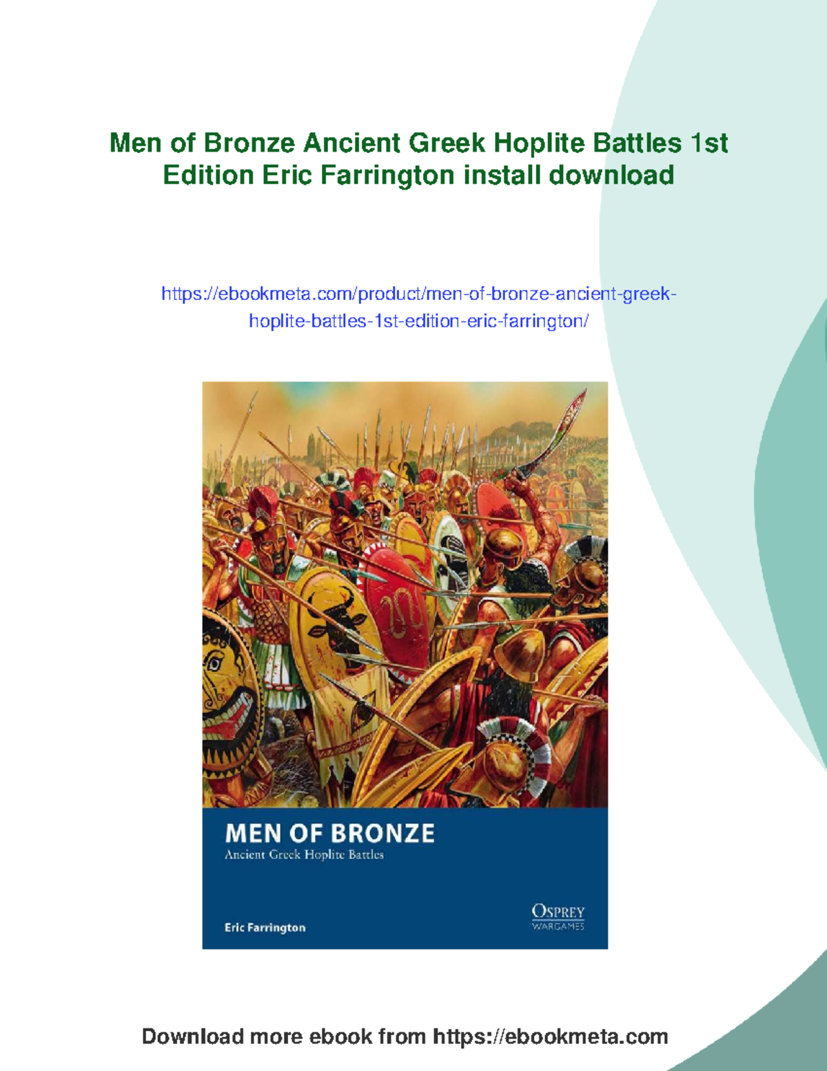 Men of Bronze: A Guide to Ancient Greek Hoplite Warfare Strategies - Studocu