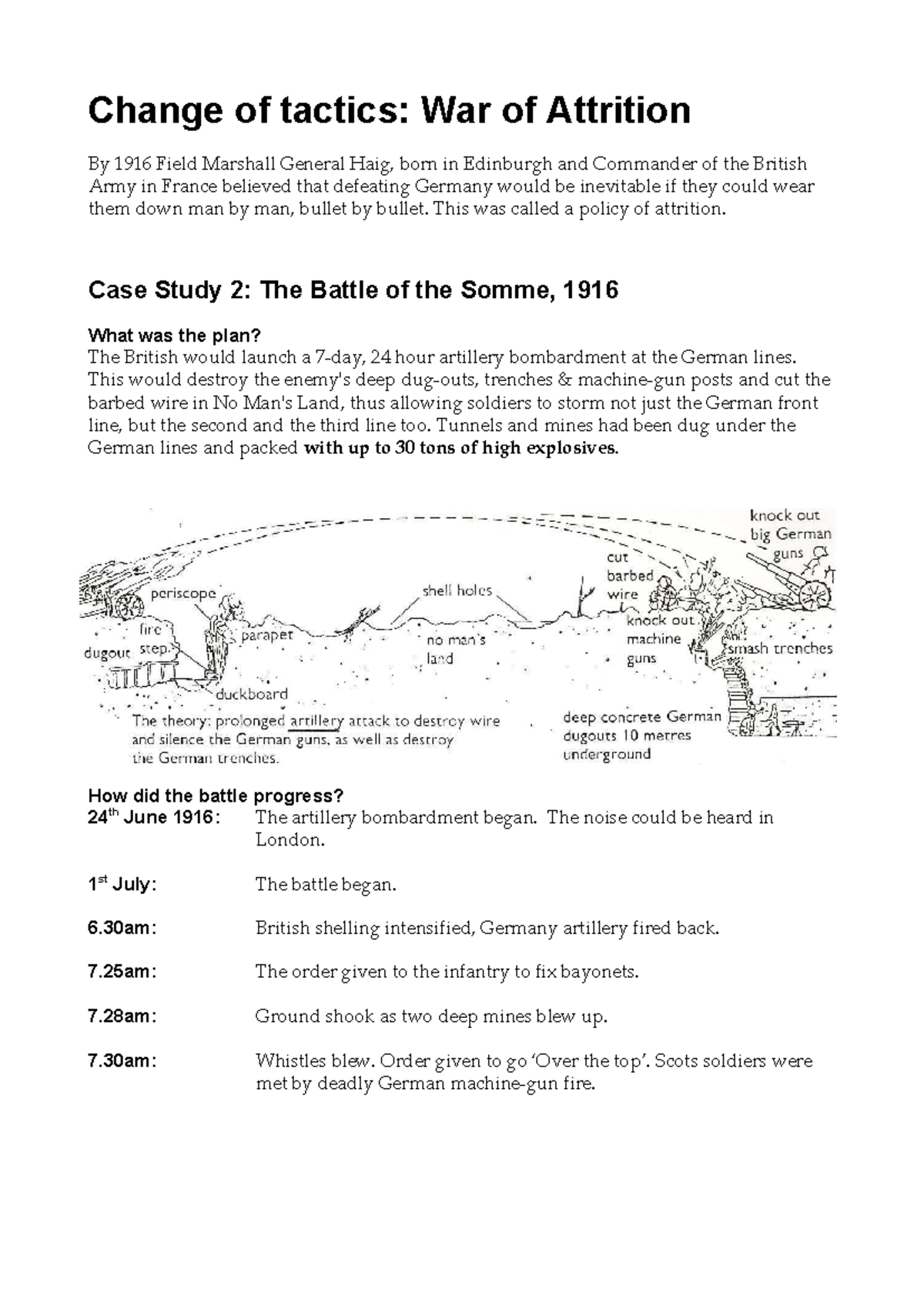 Battle of the Somme 1916: Case Study on Attrition Warfare Tactics - Studocu