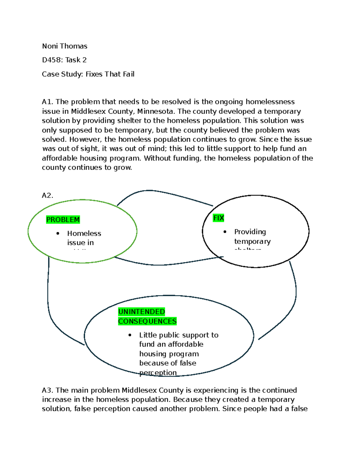 D458-Task 2 - D458_Task 2 - Noni Thomas D458: Task 2 Case Study: Fixes That Fail A1. The problem ...