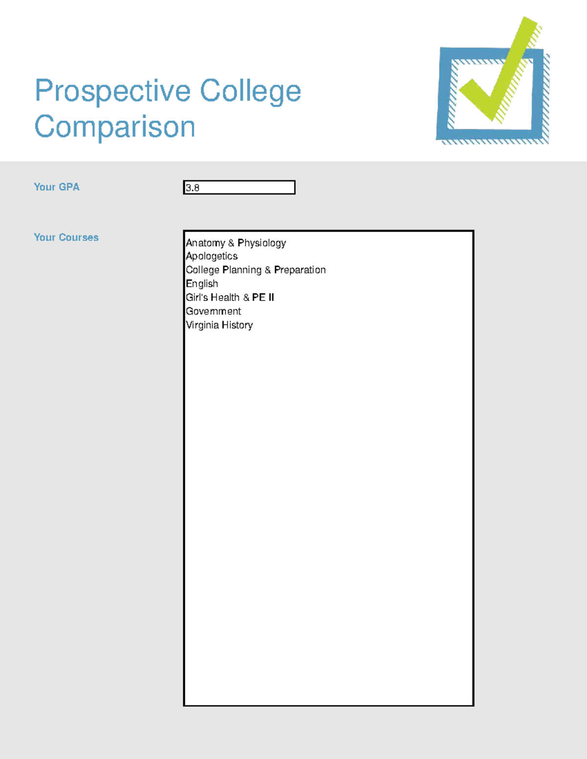 Prospective College Comparison: GPA & Course Requirements - Studocu