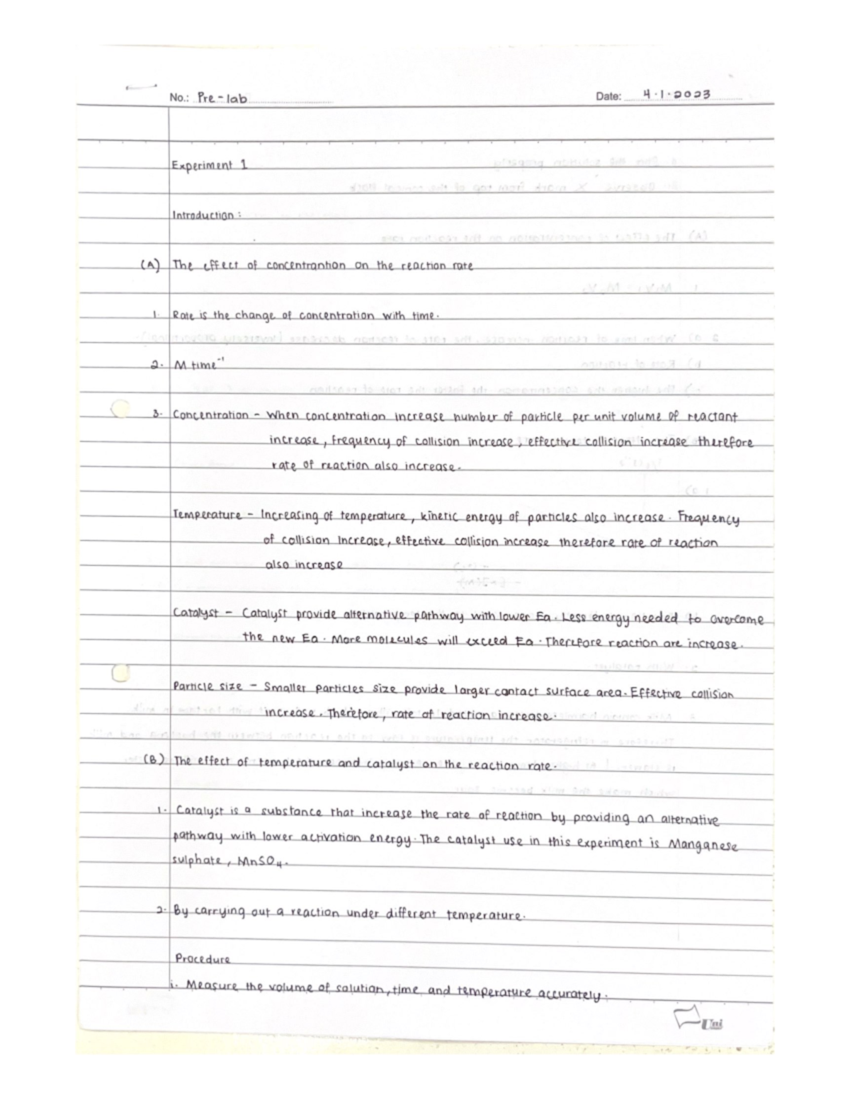 Pre-Lab and Jotter for Experiment 1: Essential Guide - Studocu