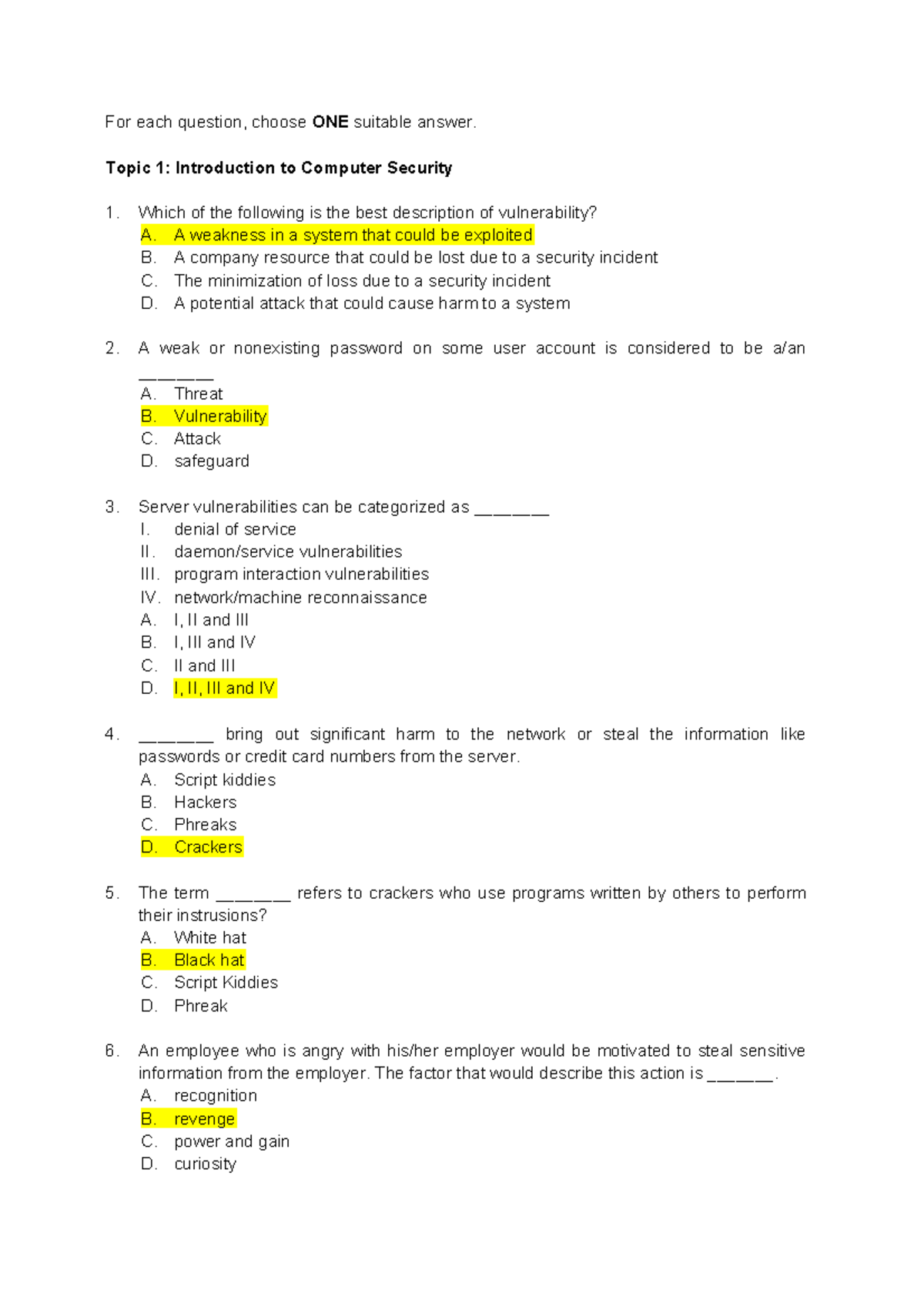 ITT320 Final Exam: Introduction to Computer Security Questions and Answers - Studocu