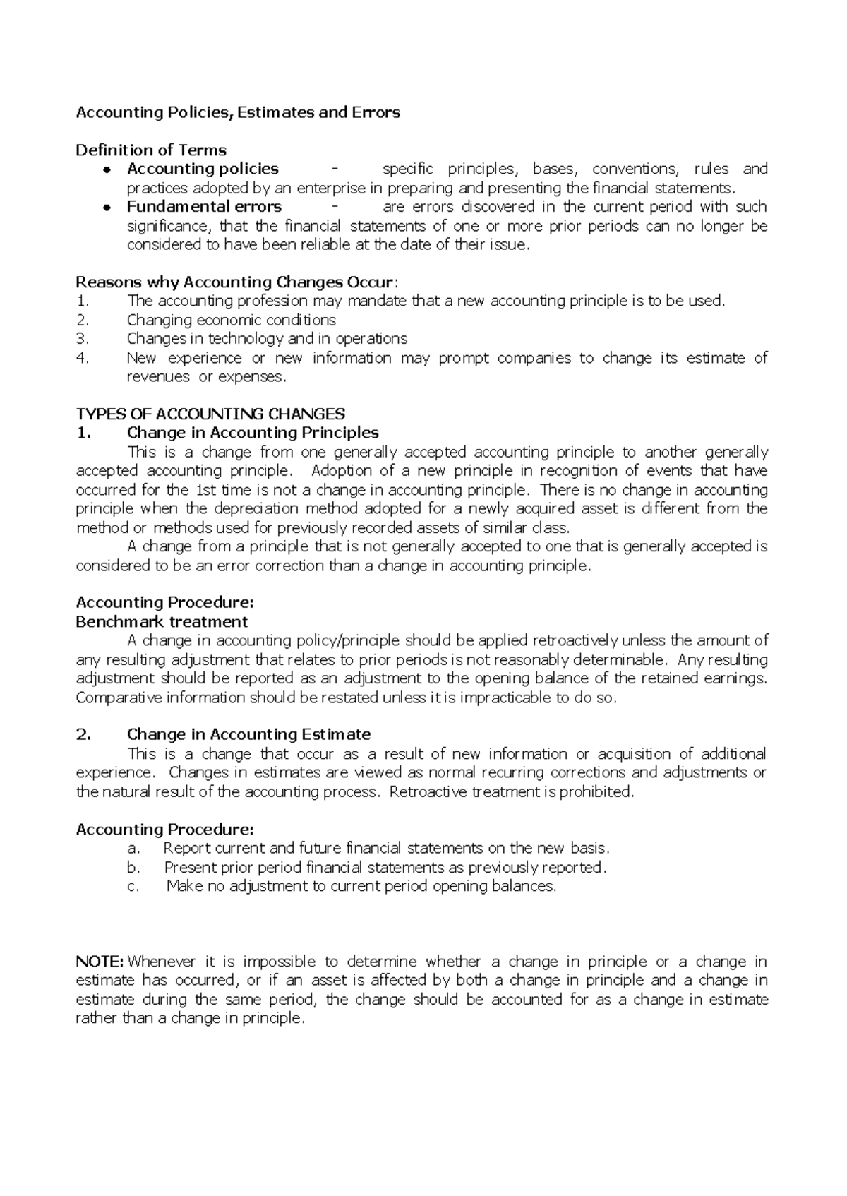 Accounting Policies, Estimates, and Errors: Key Definitions and ...