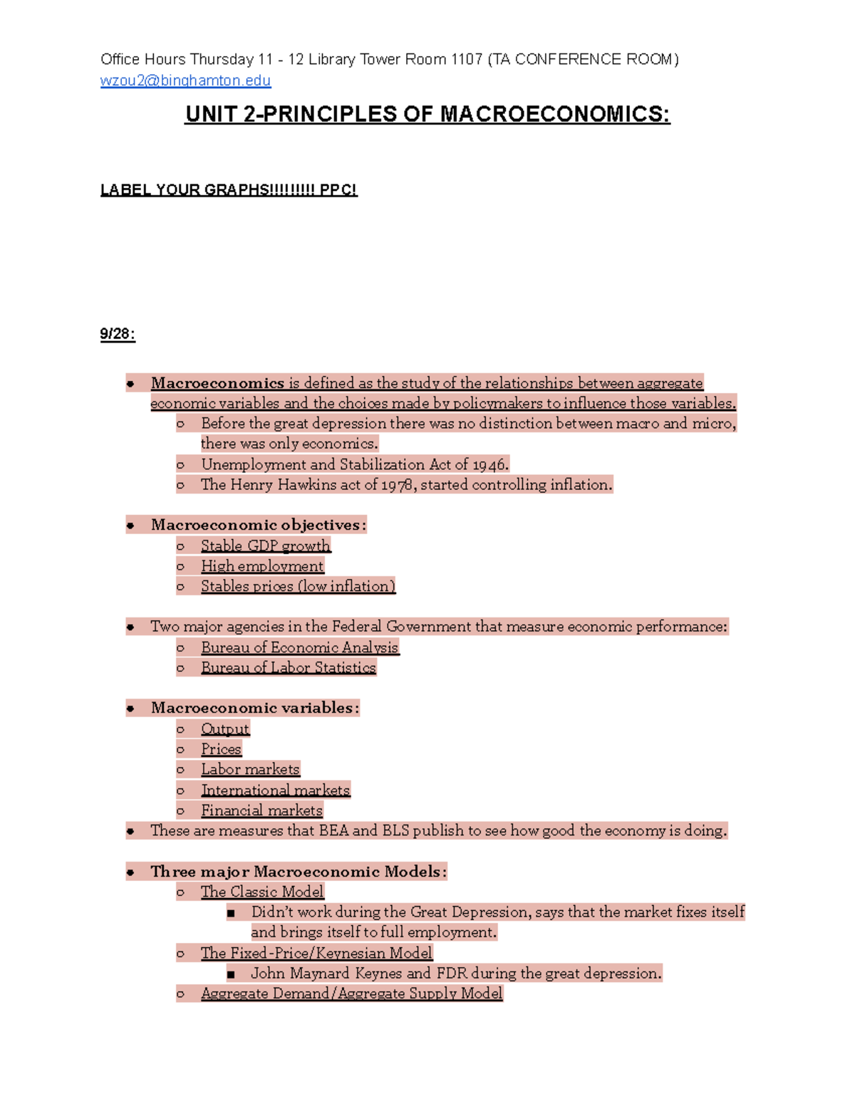UNIT 2-ECON 162 - Macroeconomic Principles and Key Models - Studocu