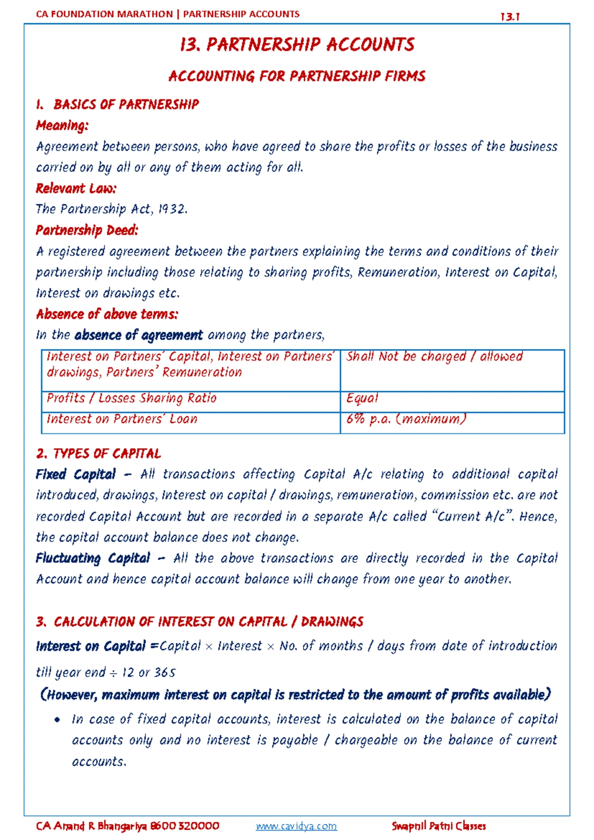 13 - ca foundation- partnership accounts notes- accountancy - 1 1 3 ...