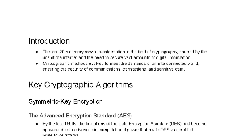 Modern Cryptography: Key Algorithms & Security Impacts - Studocu