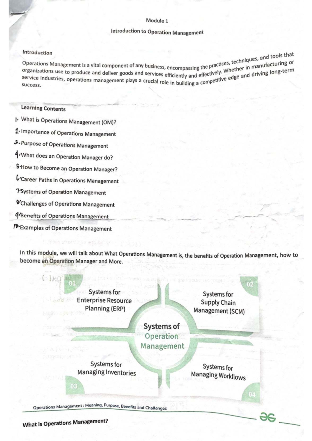 OPM-Module 1: Introduction to Operations Management Concepts - Studocu