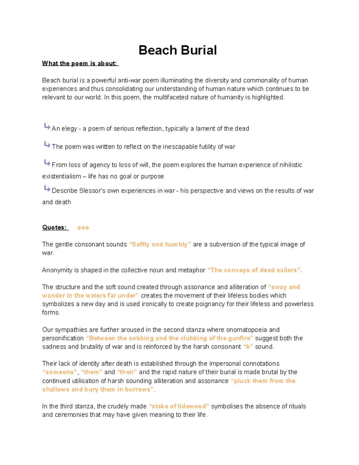 HSC 2023 Notes on Kenneth Slessor's Poetry: Analysis & Techniques - Studocu