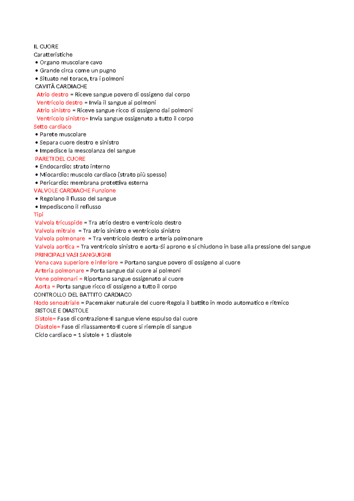 IL CUORE: Caratteristiche e Funzioni dell'Organo Muscolare - Studocu