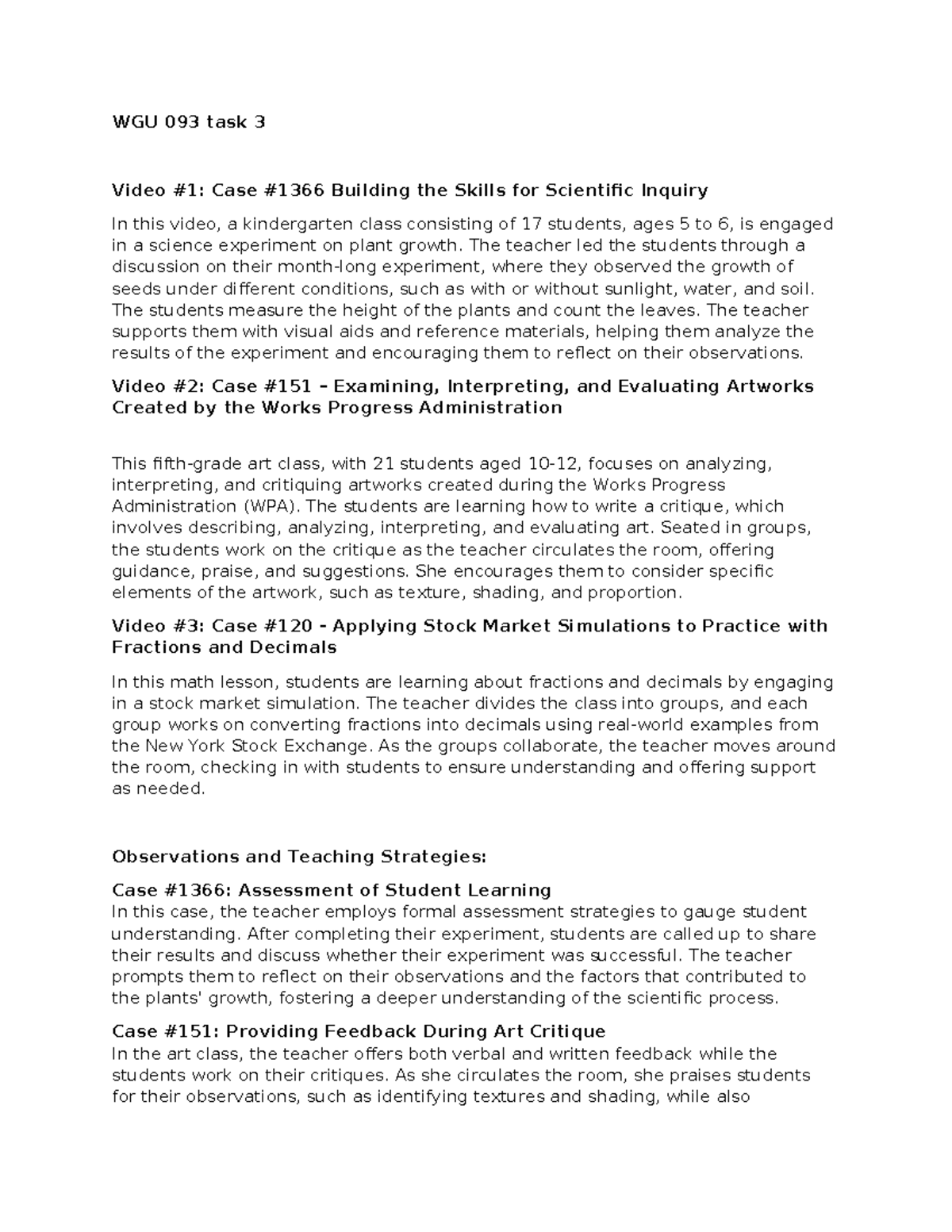 093 task 3 fist attempt NOV Final - WGU 093 task 3 Video #1: Case #1366 ...