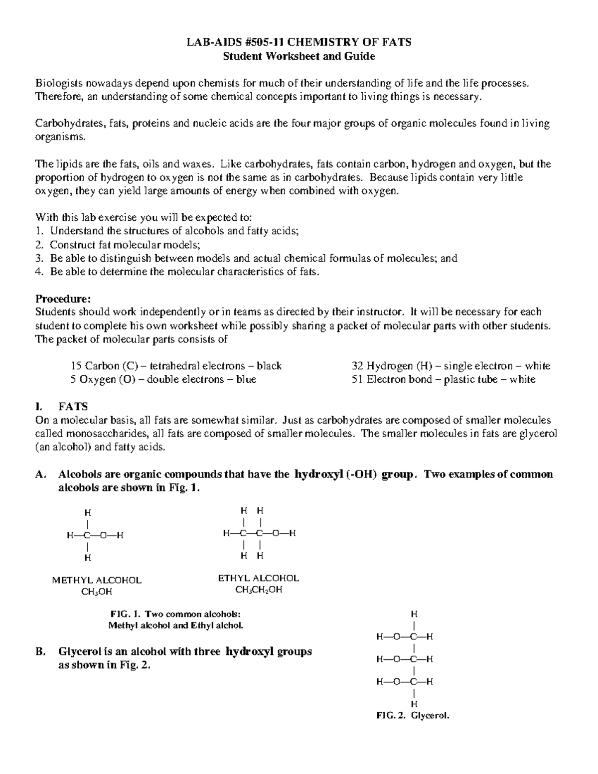 CHEM 505-11: Chemistry of Fats - Student Lab Worksheet & Guide - Studocu