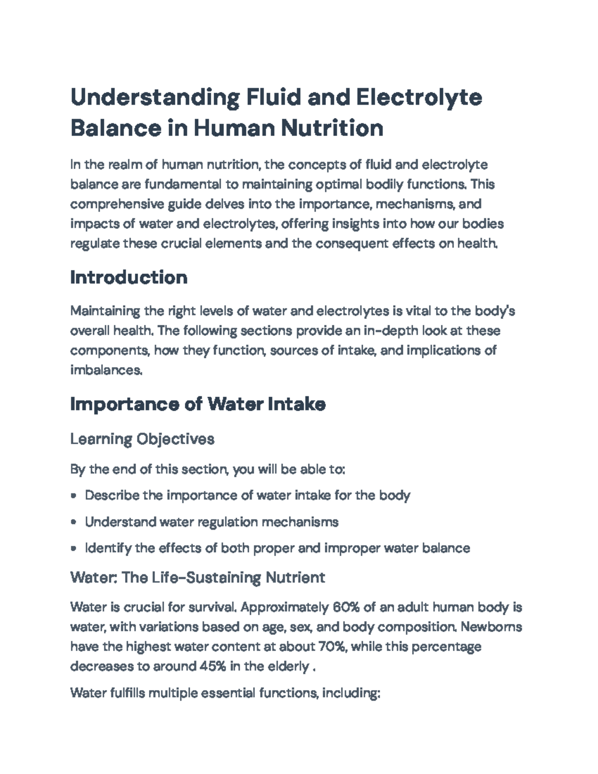 Understanding Fluid and Electrolyte Balance: A Comprehensive Guide ...