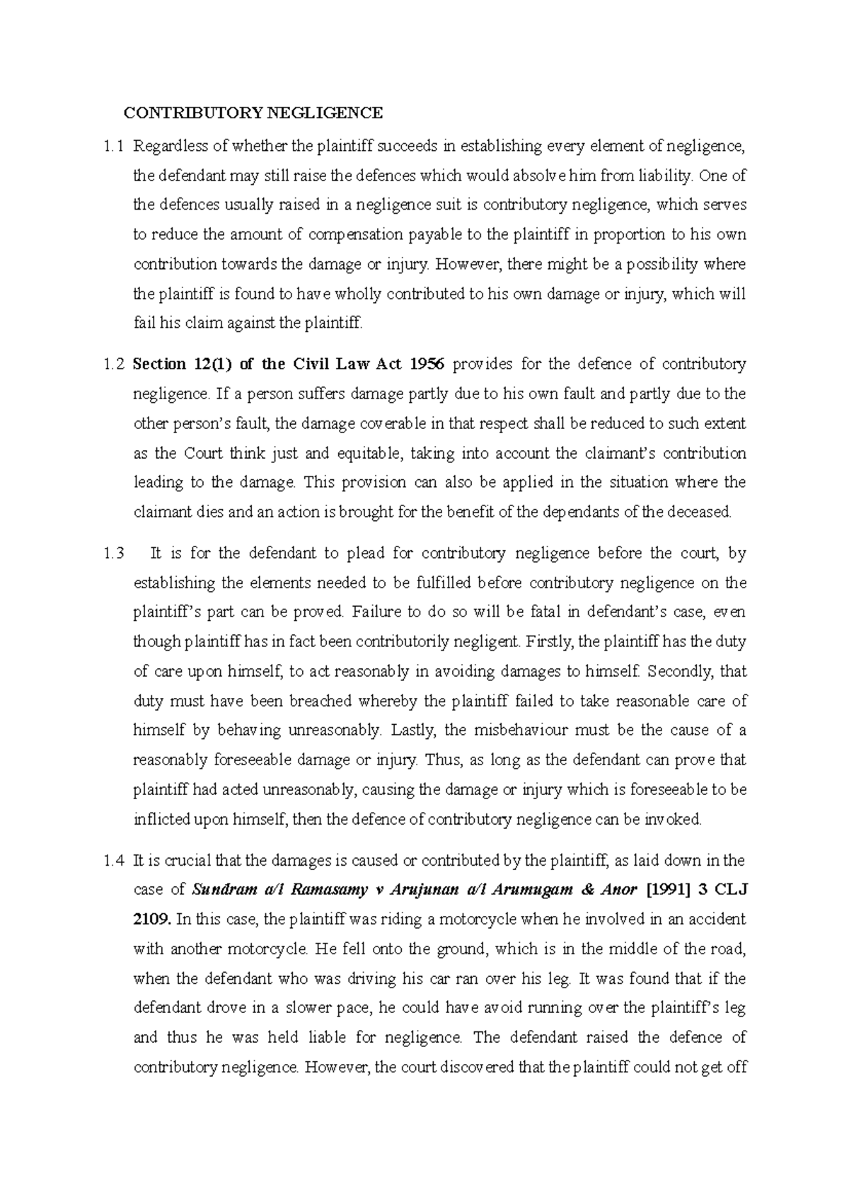 Contributory Negligence in Civil Law: Key Elements and Case Studies ...