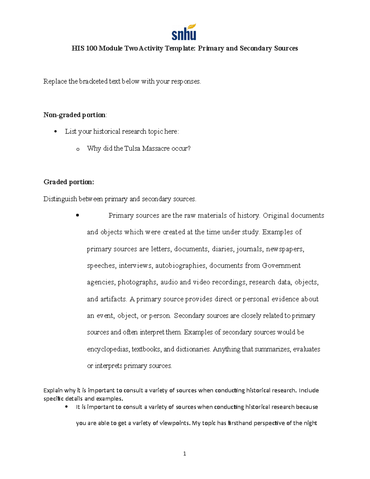 HIS 100 Module Two Activity Sources Template - HIS 100 Module Two ...