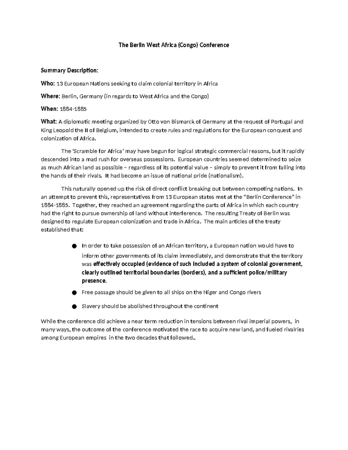 Berlin Conference (1884-1885) Summary: Regulating Africa's Scramble ...