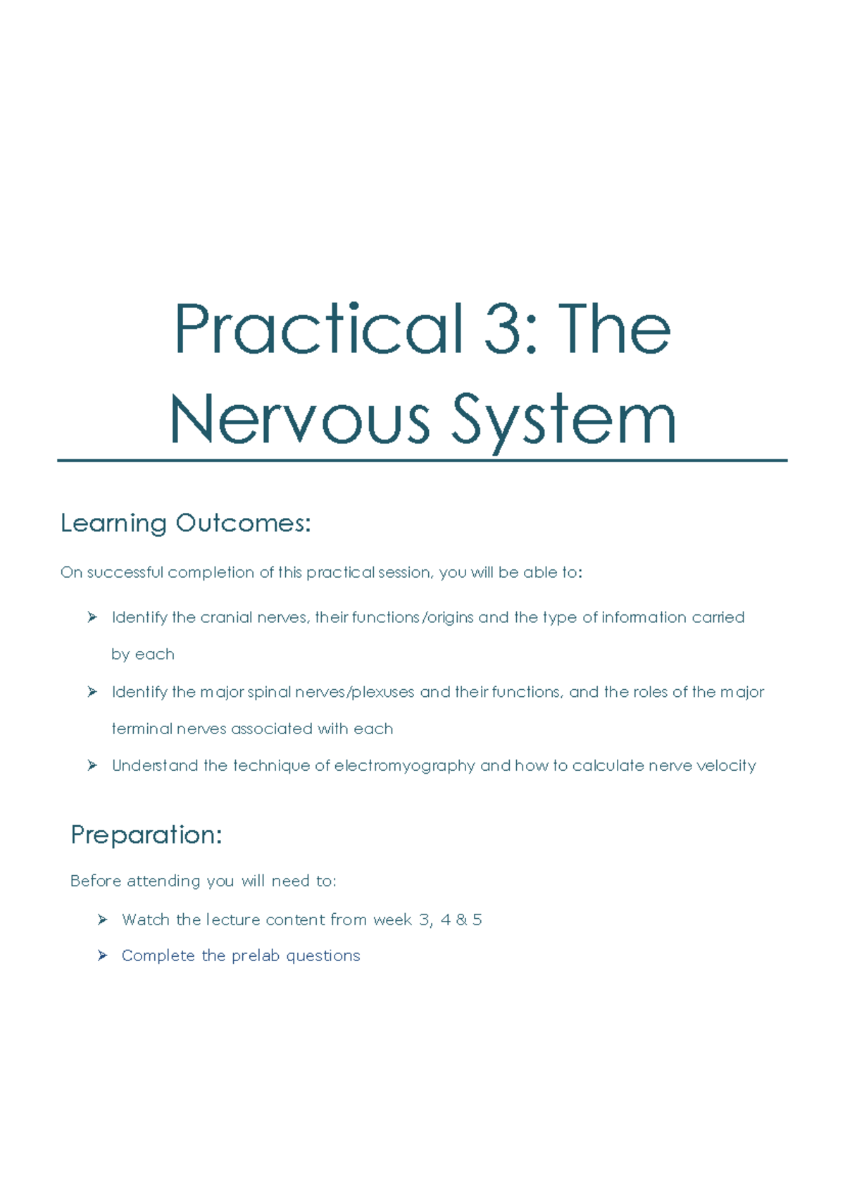 Practical Manual 3- Nervous system (Cranial Spinal nerves) - Practical ...