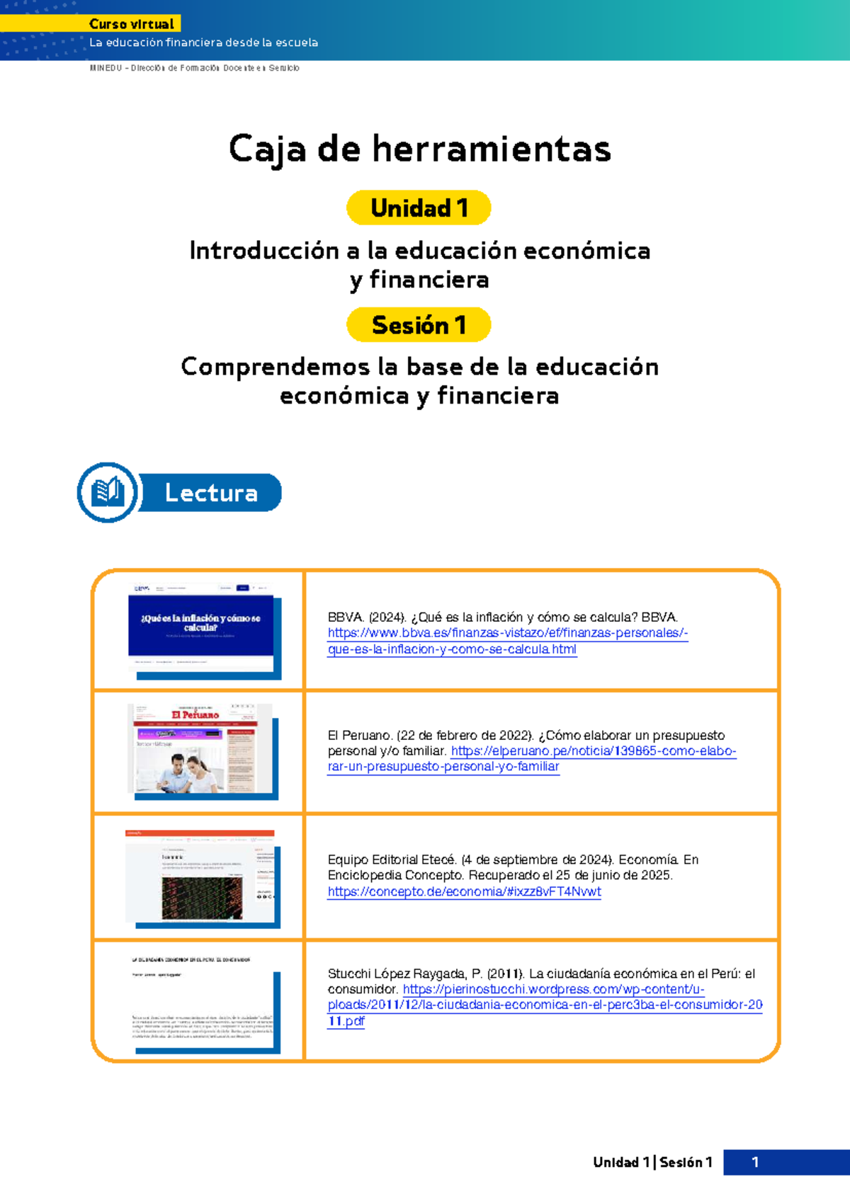 Caja de Herramientas U1S1: Educación Financiera en la Escuela - Studocu