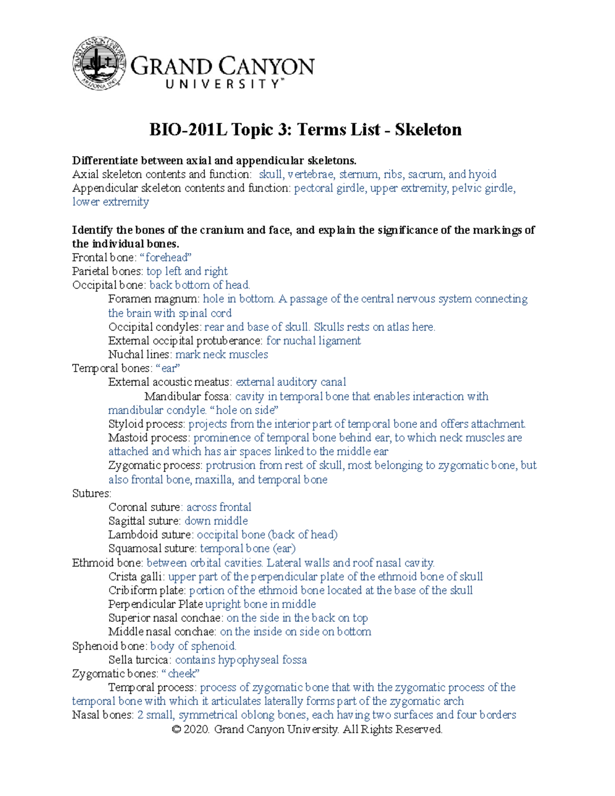 Topic 3 terms list - skeleton - BIO-201L Topic 3: Terms List - Skeleton ...