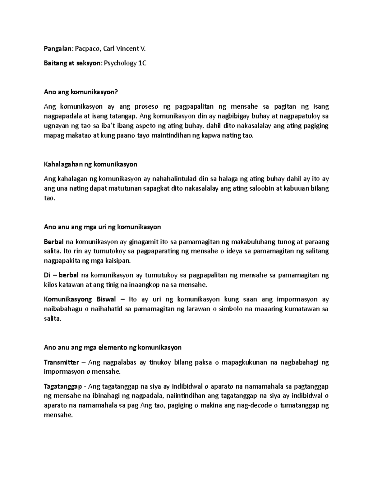 Project design assignment - Pangalan: Pacpaco, Carl Vincent V. Baitang ...