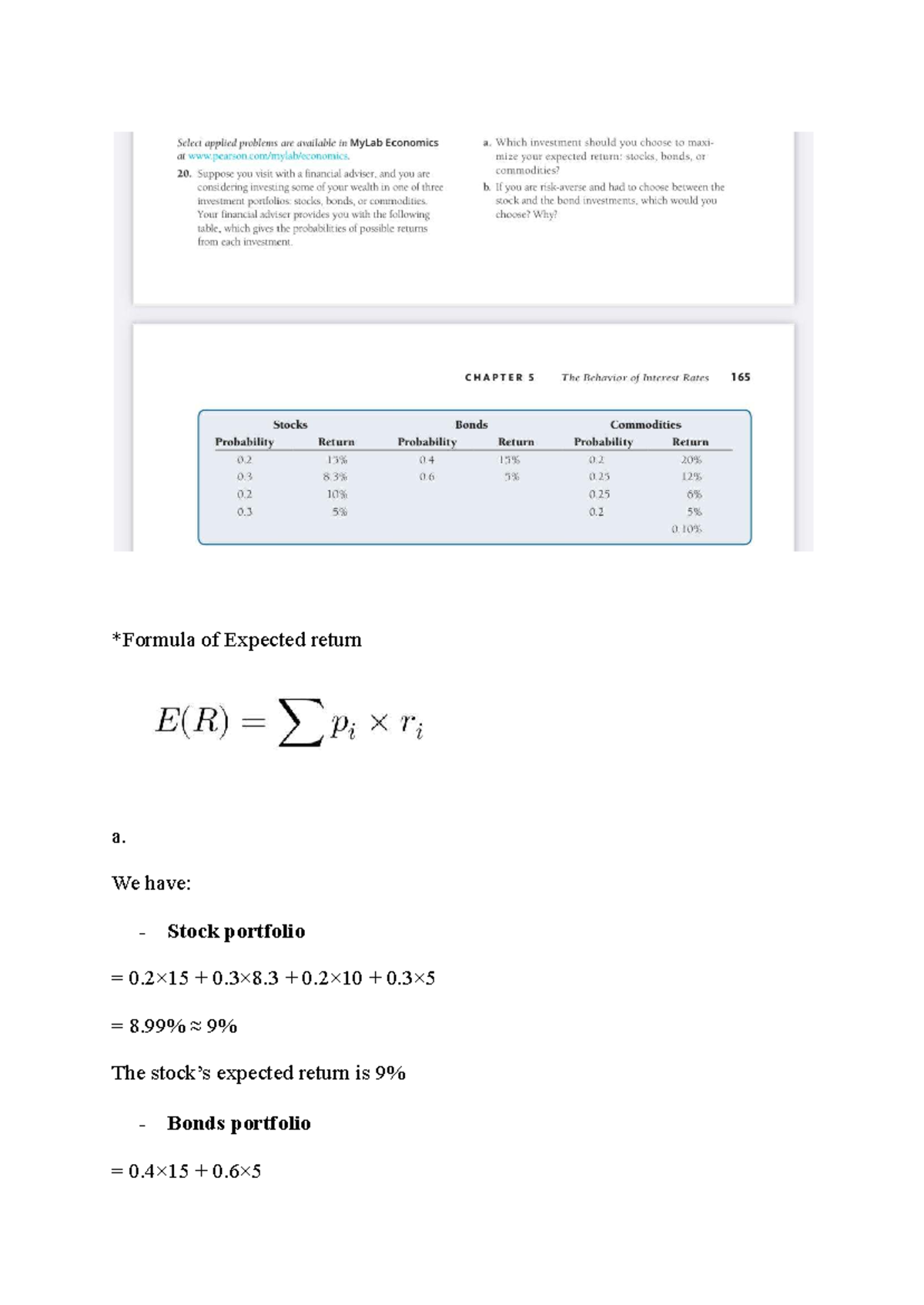 HW7 - Analysis of Expected Returns in Stock, Bond, and Commodity Portfolios - Studocu