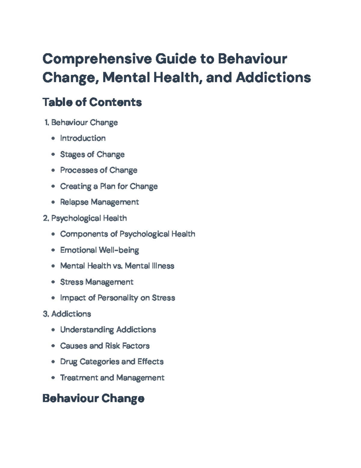 Comprehensive Guide to Behavior Change, Mental Health & Addictions ...