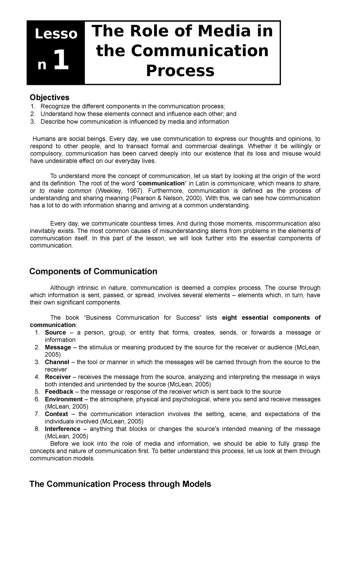 Lesson 1 - Group 1 - Media and information literacy - Lesso n 1 The ...
