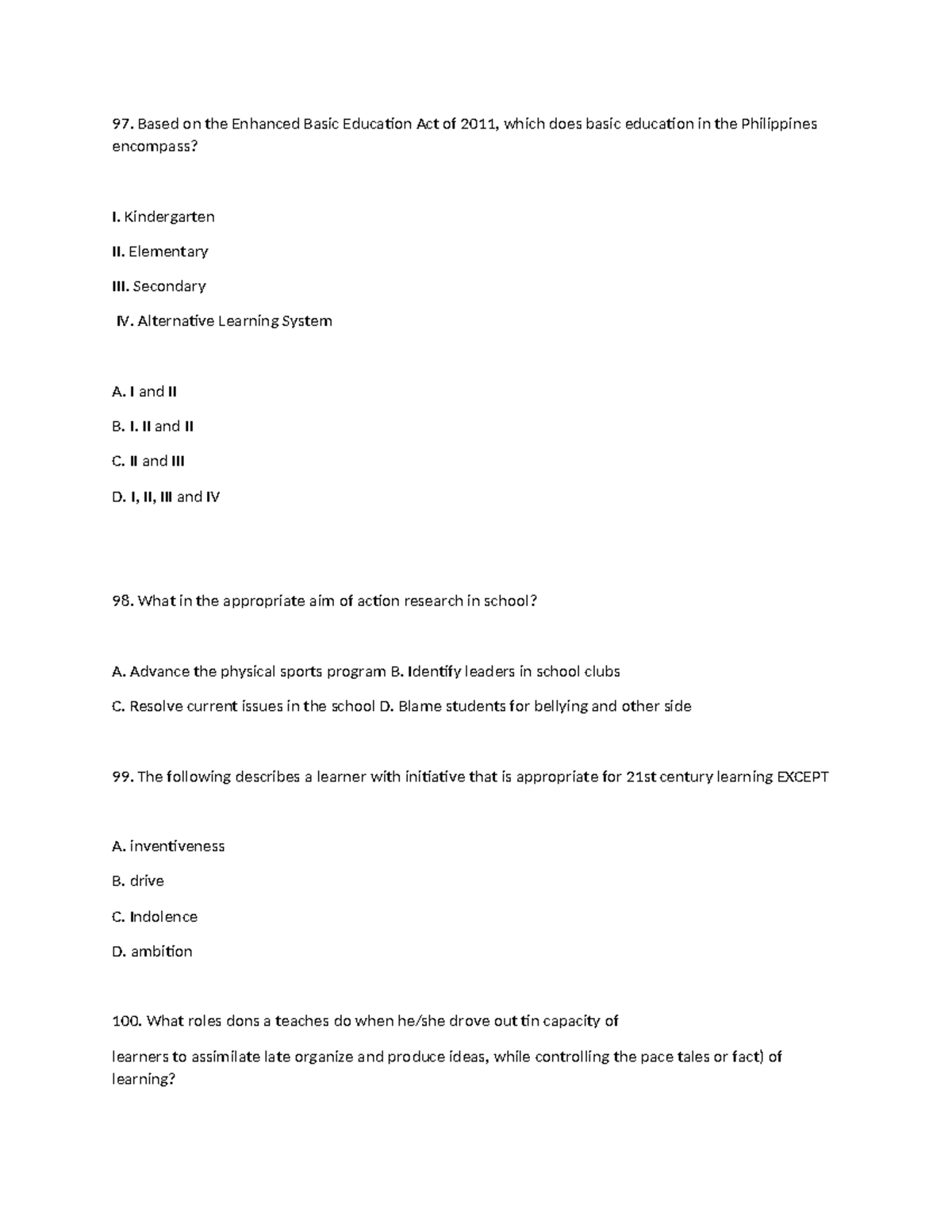 March 2022 Item 97-146 - LET BOARD EXAM - Based on the Enhanced Basic ...