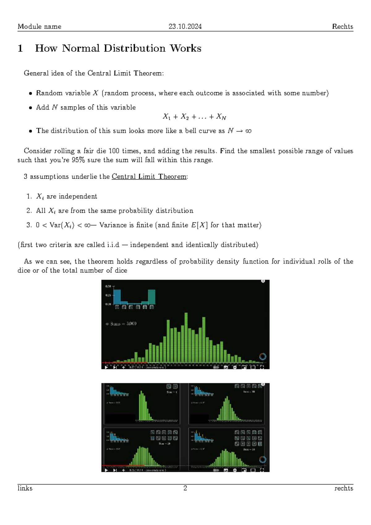 Normal Distribution and Central Limit Theorem - Module 1 (23.10.2024 ...