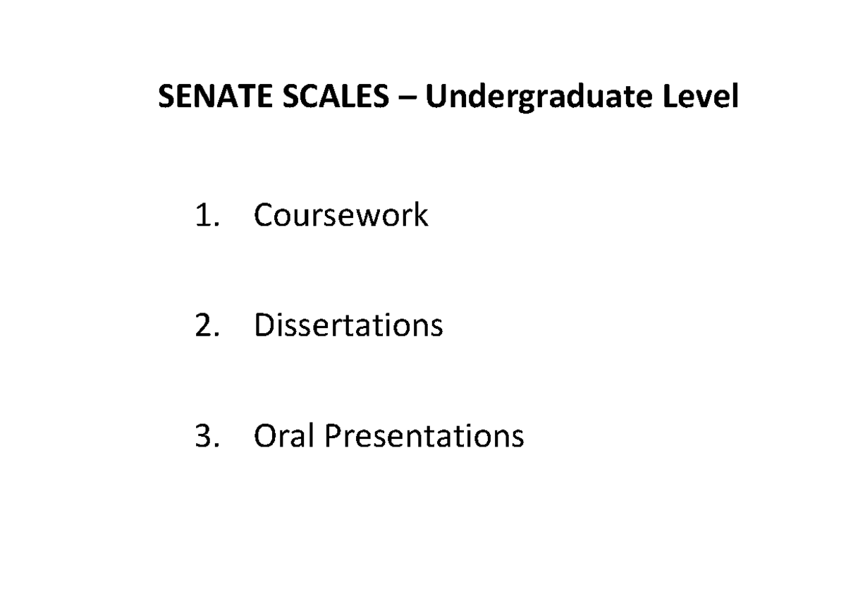 UEA Senate Scale for Undergraduate Coursework and Dissertations - Studocu
