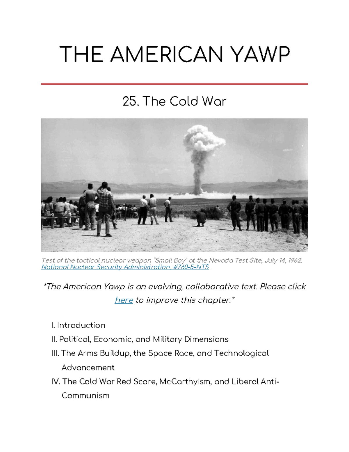 The American Yawp Chapter 25: Cold War Dynamics & Key Events - Studocu