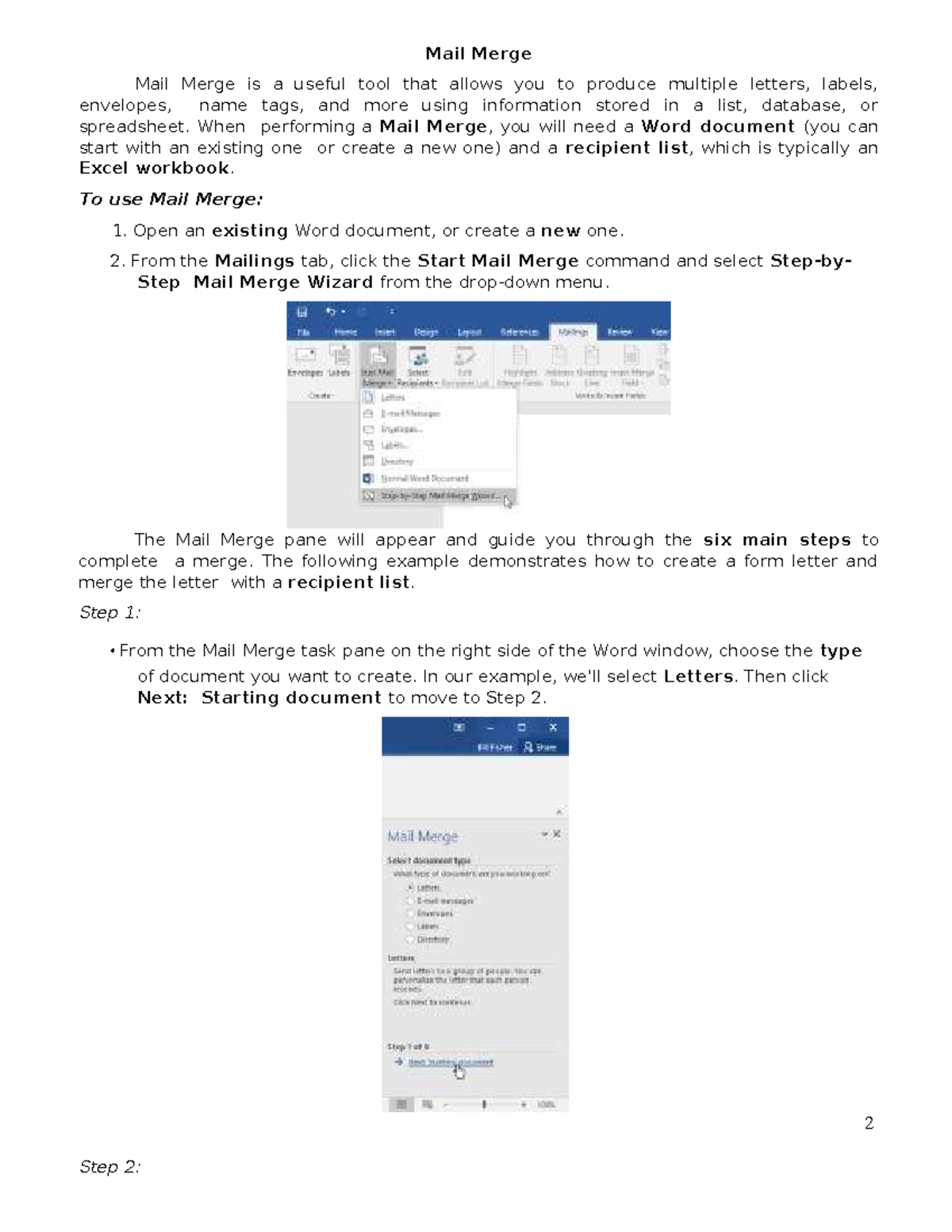 MS Word 2016 Lesson 8: Mastering Mail Merge Techniques - Studocu