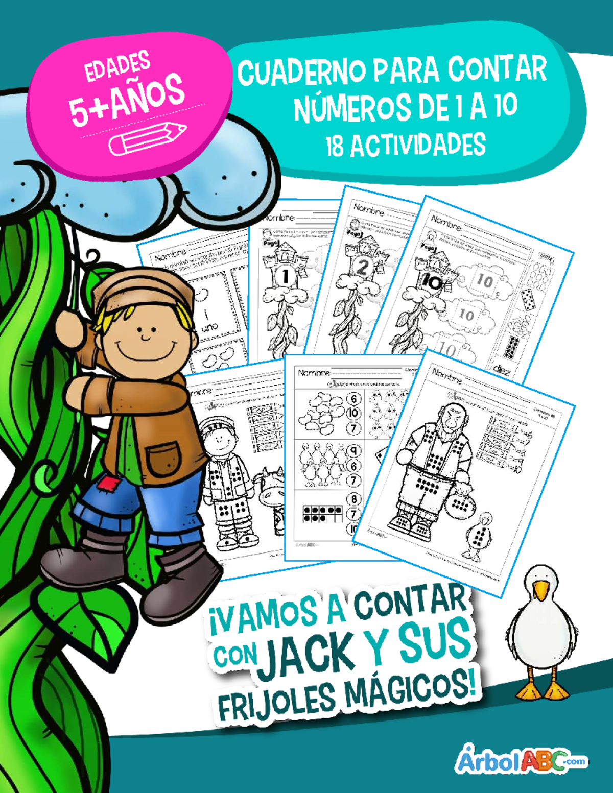 Jack y los frijoles magicos - CUADERNO PARA CONTAR NÚmeros de 1 a 10 18 ...