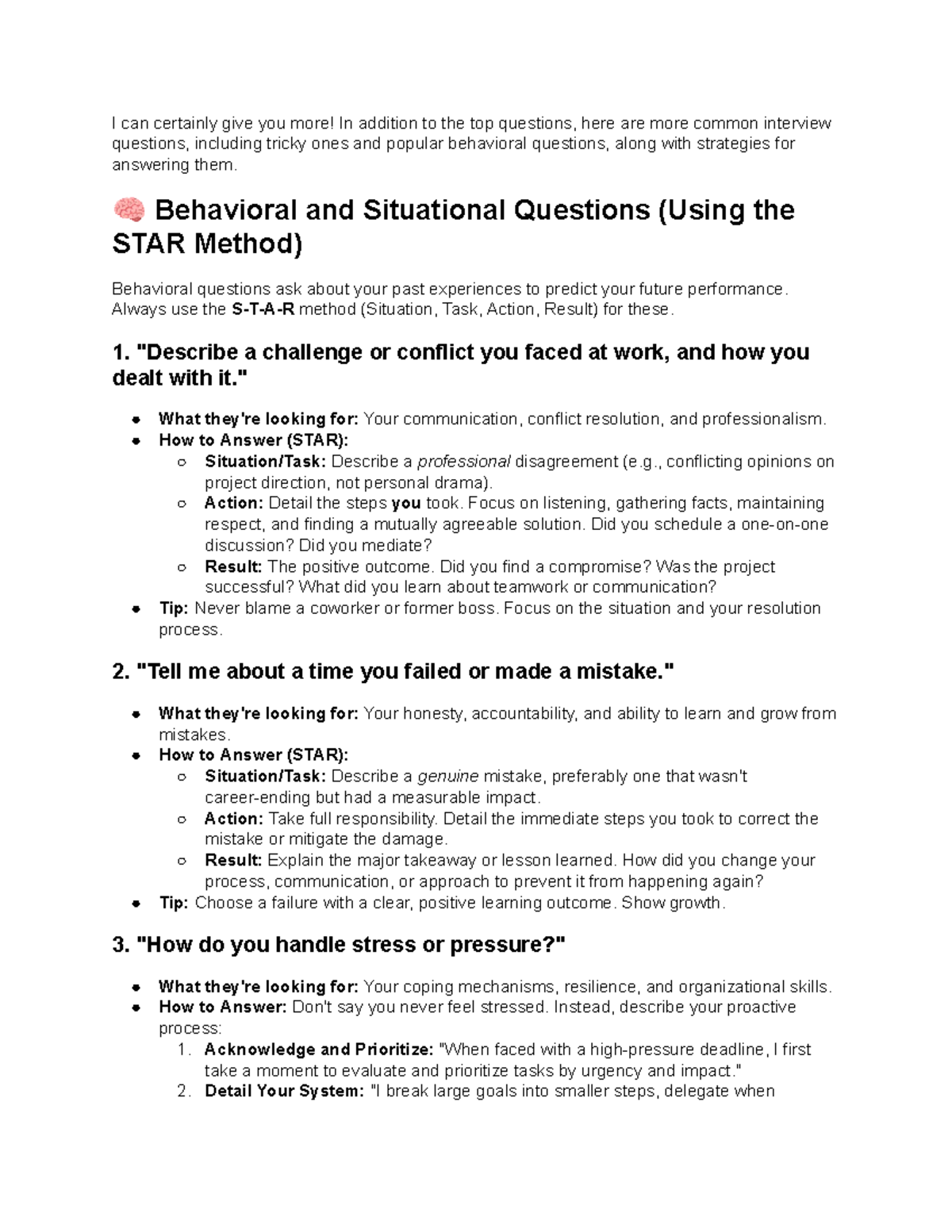 Interview Strategies: Common Questions & STAR Method Techniques - Studocu